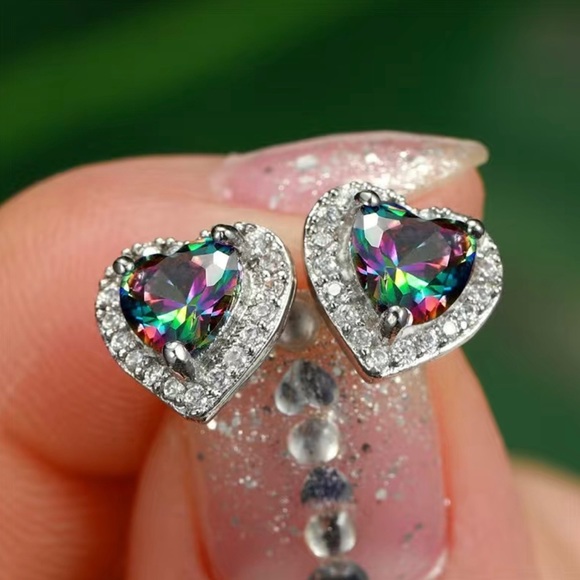 Jewelry | Heart Shaped Multi Color Stud Earrings | Poshmark